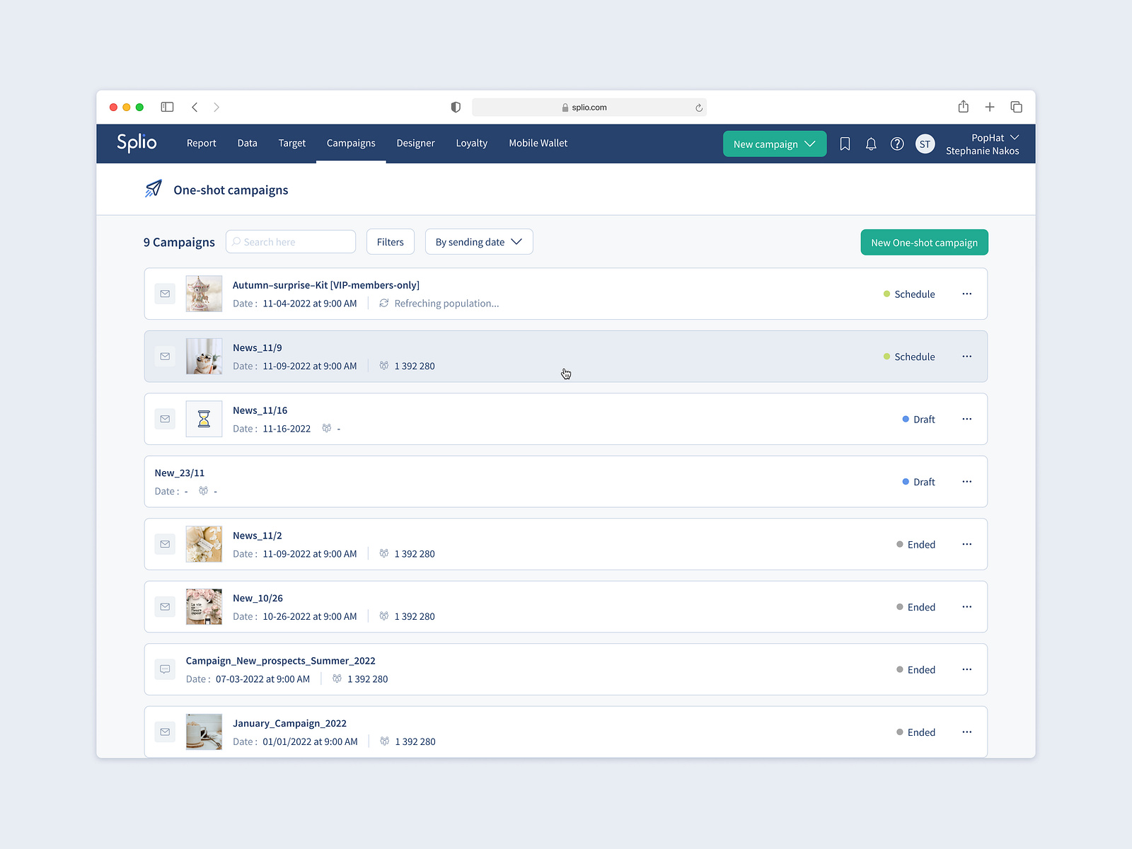 Splio Campaigns list #1 by Celia Tam for Splio on Dribbble