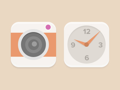 Camera And Clock Icons by Alex Montague on Dribbble