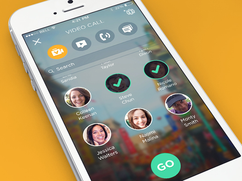 ooVoo - Build Call (Tap, Tap, Go) by Bill Townsley on Dribbble