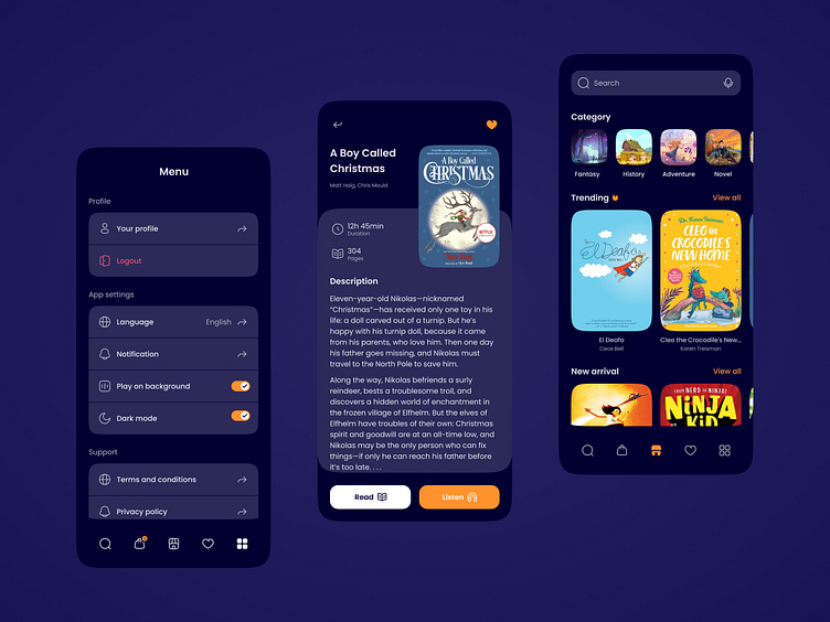 Deebook - Audio book store mobile app design by Exadot Design Studio on Dribbble