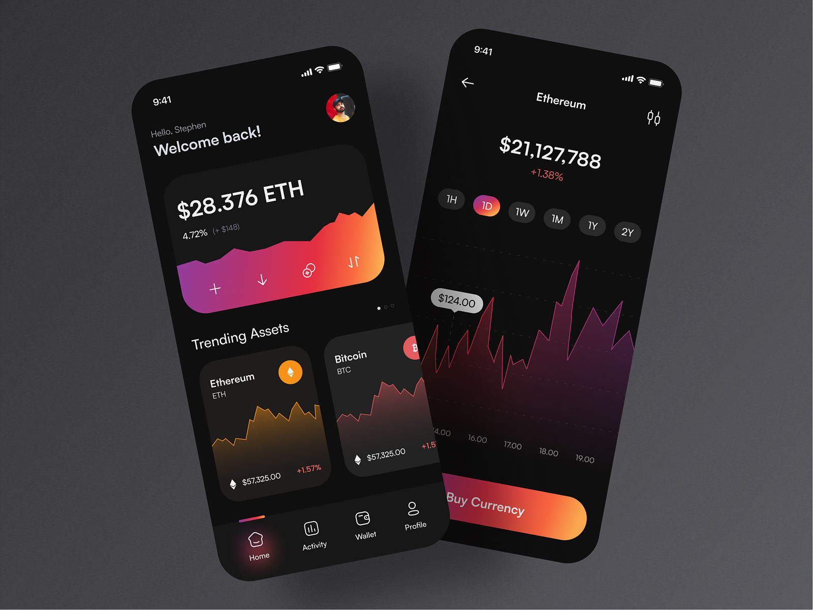 Crypto Currency app design by Finlay Studio on Dribbble
