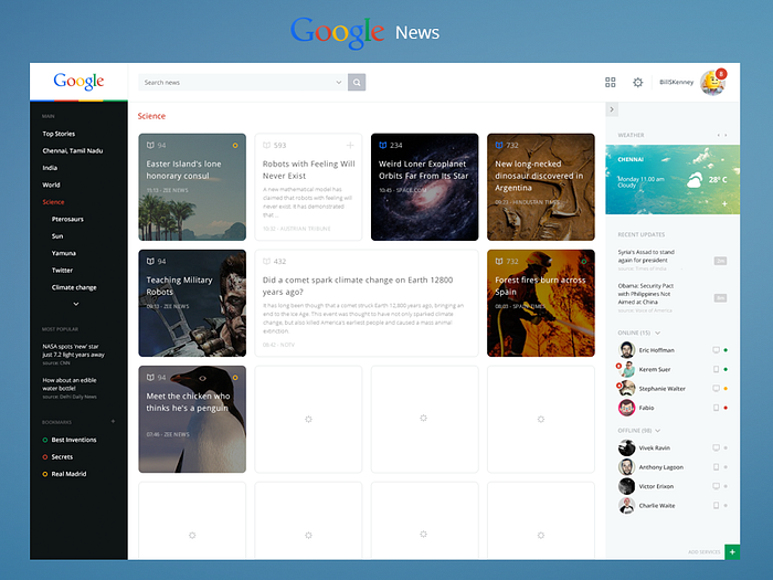 Google News Redesign by Vivek Ravin on Dribbble