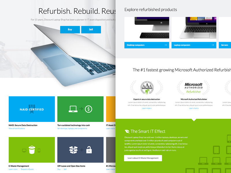 Homepage concept for Refurbished Computer Shop by Adam Butler on Dribbble