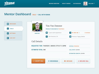 Shyne Call Dashboard by Meagan Fisher Couldwell on Dribbble
