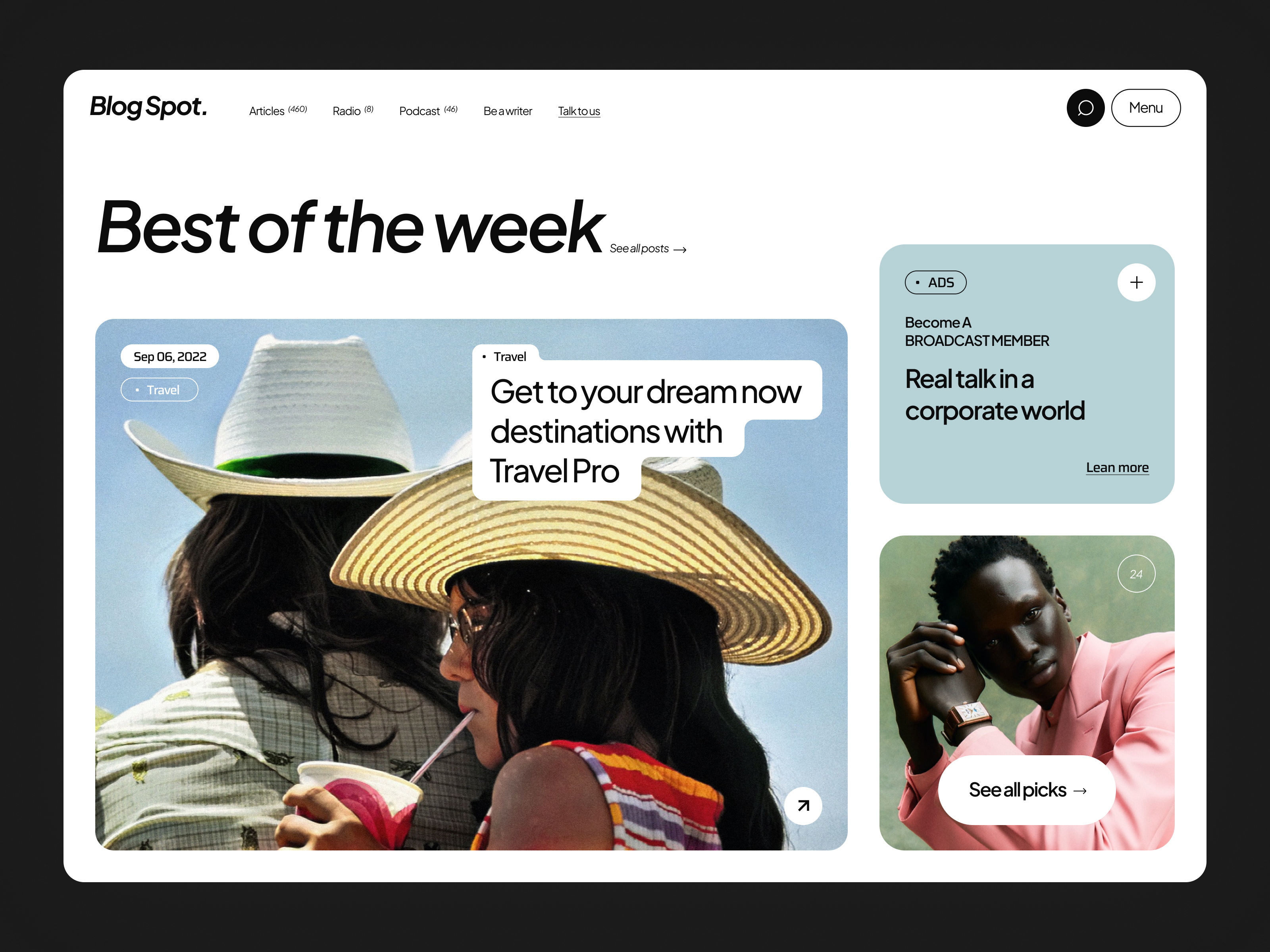Blog Spot - Landing Page UI by Levi Wilson for QClay on Dribbble