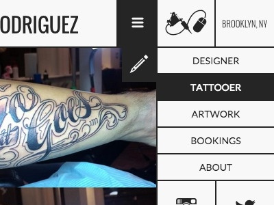 Tattoo site mobile menu by Amanda Rodriguez on Dribbble