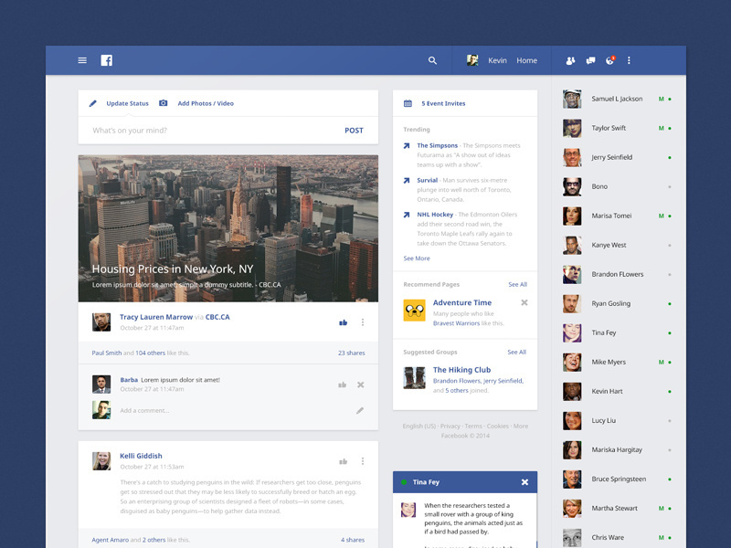 Facebook Material Design by Kevin McCarthy on Dribbble