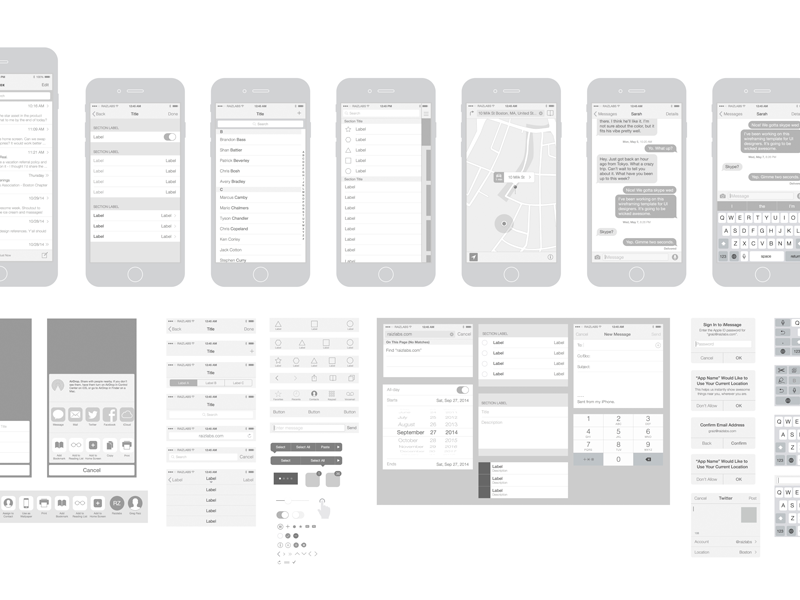 Free iPhone 6 Vector Wireframing Toolkit (iOS 8) by Michelle on Dribbble