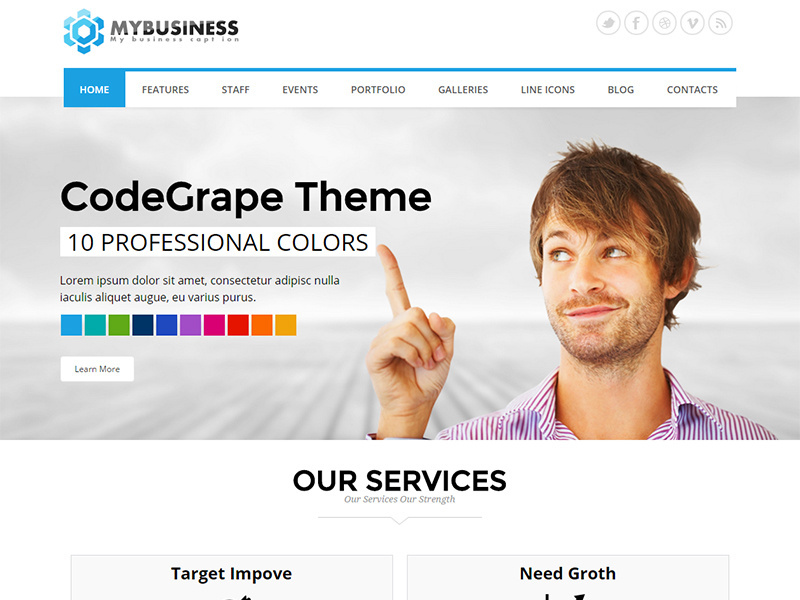 MyBusiness Responsive HTML5 and CSS3 Template by CodeGrape on Dribbble