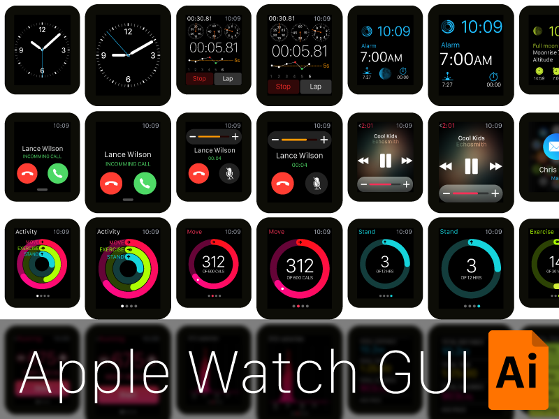 Vector Apple Watch GUI by Vasil Enchev on Dribbble