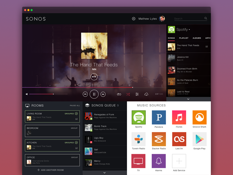 SONOS Desktop App Re-Design by Mathew Lyles on Dribbble