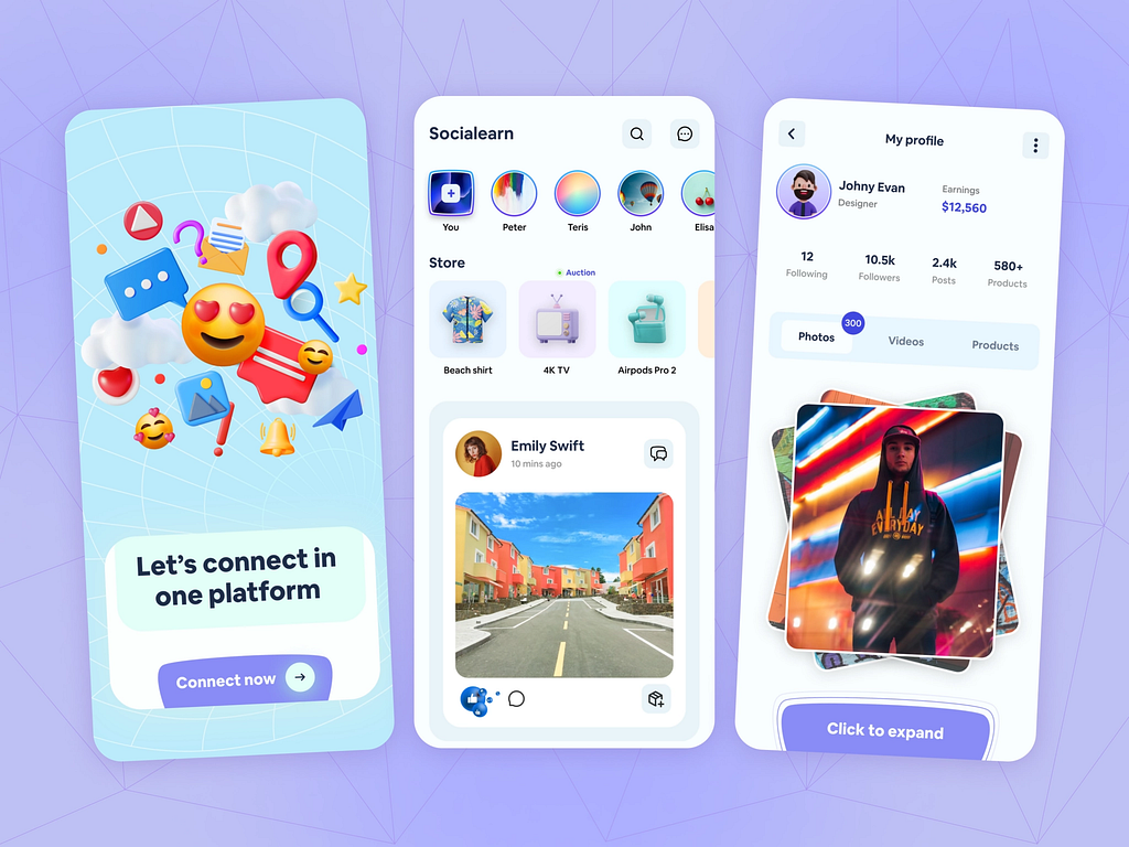 Social media chat app ecommerce mobile app design by Rezwan Islam Nahid ...