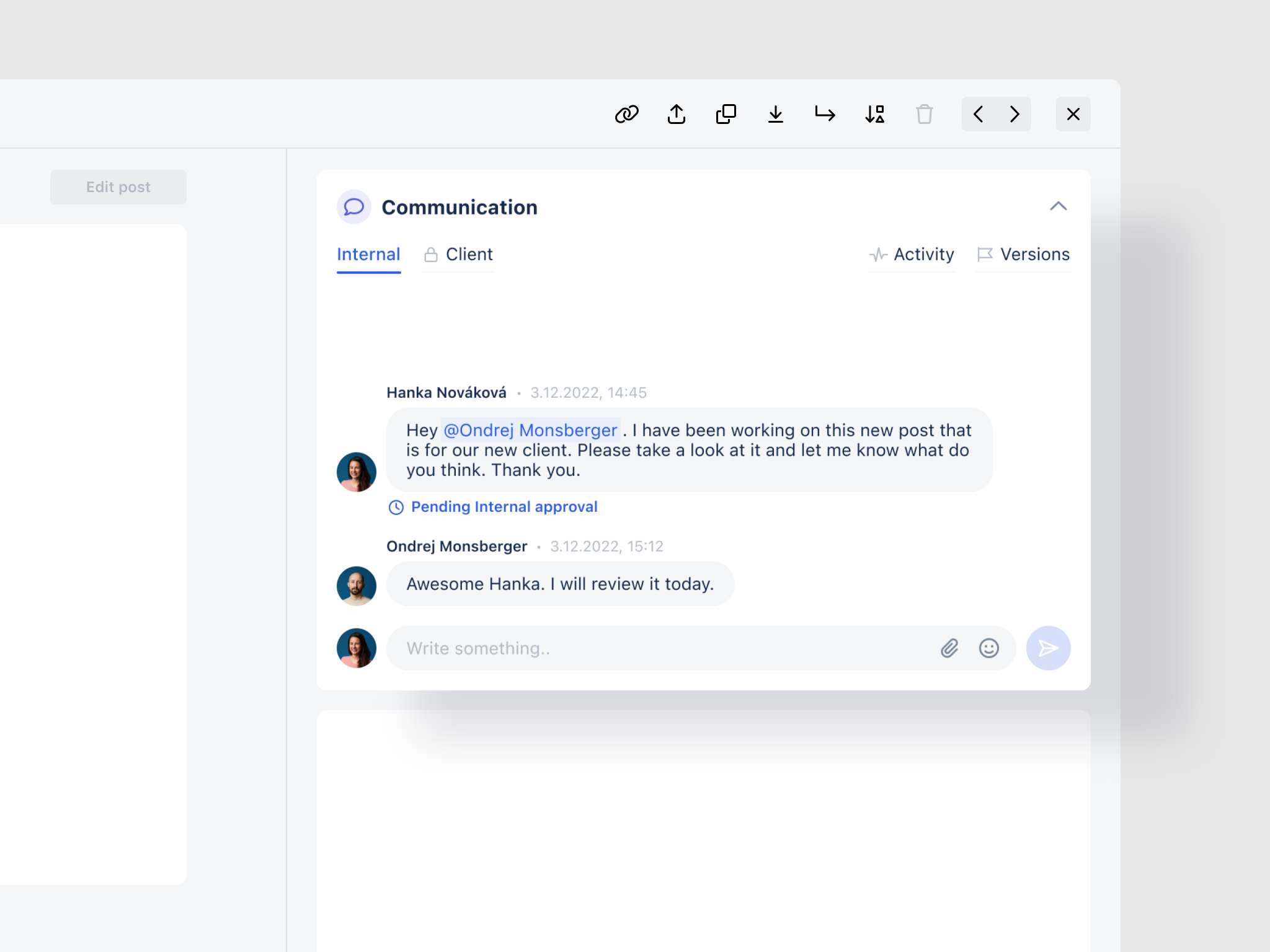 Communication widget by Stano Bagin for Kontentino on Dribbble
