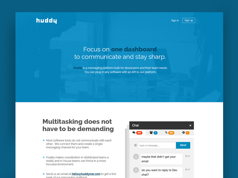 Huddy Landing Page by Miguel Medina on Dribbble