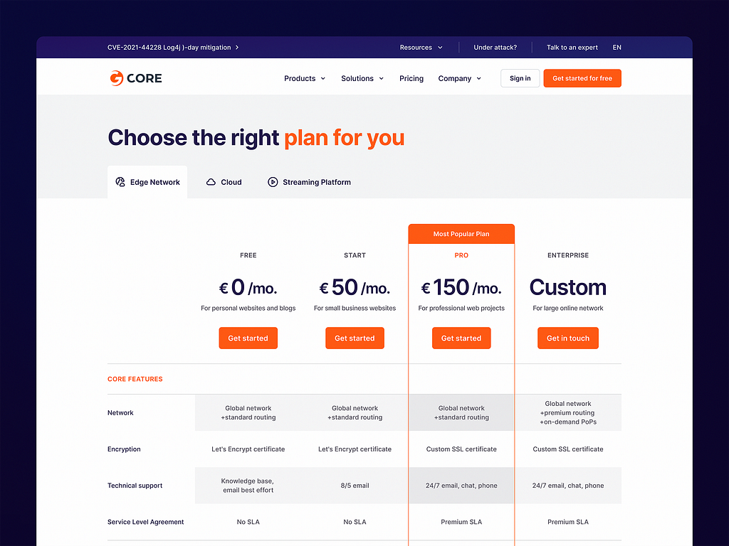 G-Core - Pricing by Paulina Jadeszko for Semiflat on Dribbble