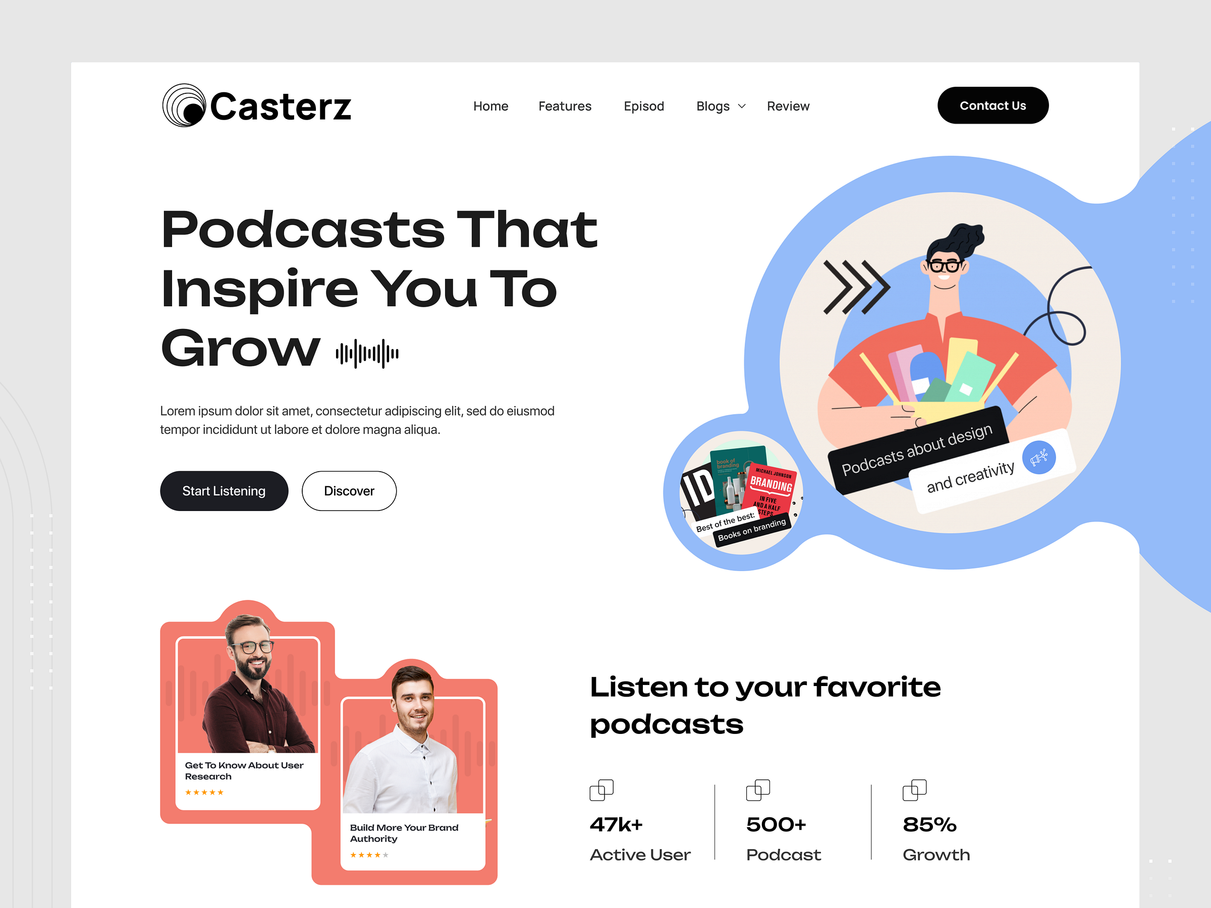 Podcast Web Site Design: Landing Page / Home Page UI by Hasnu Ujjol for ...