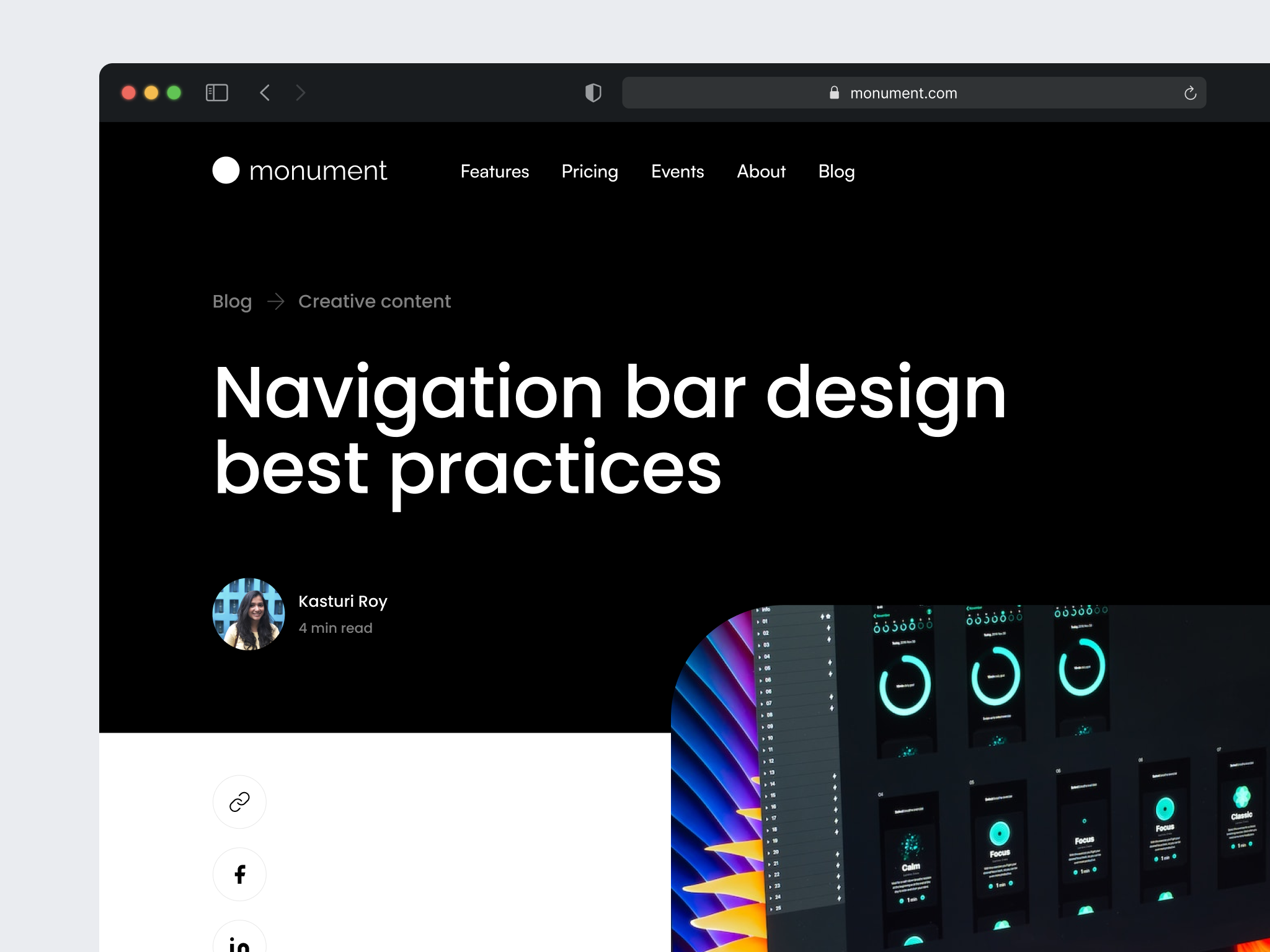 Monument - Blog page by Željko on Dribbble