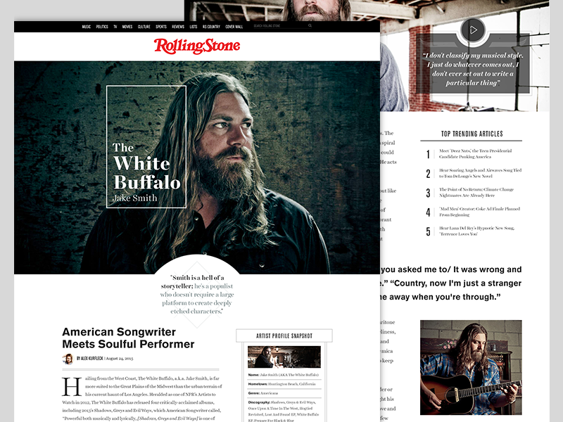 Rolling Stone website redesign concept by Jason Kirtley on Dribbble