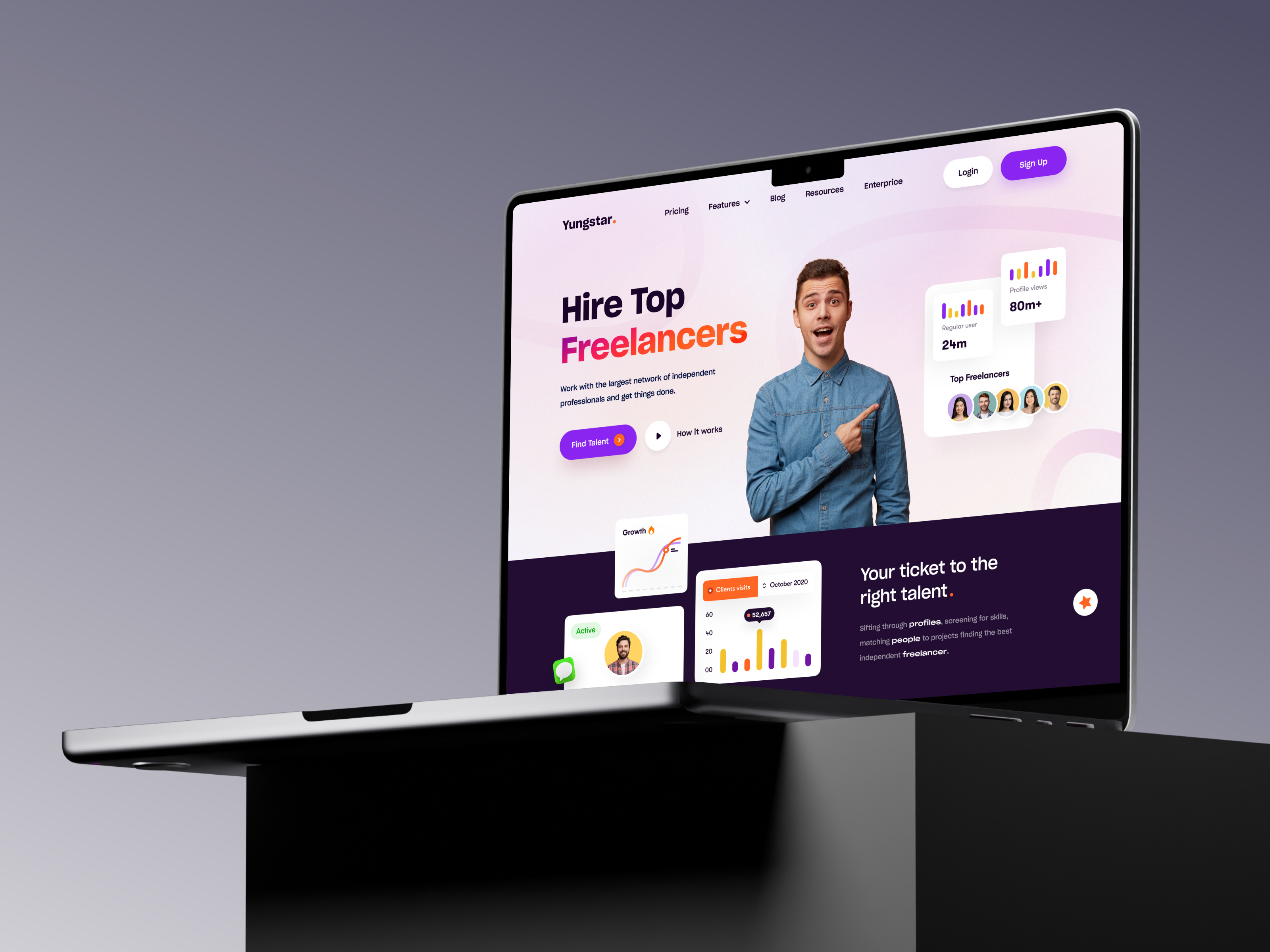 Talent Hiring Platform Landing Page by Farzan Faruk for Rylic Studio on ...