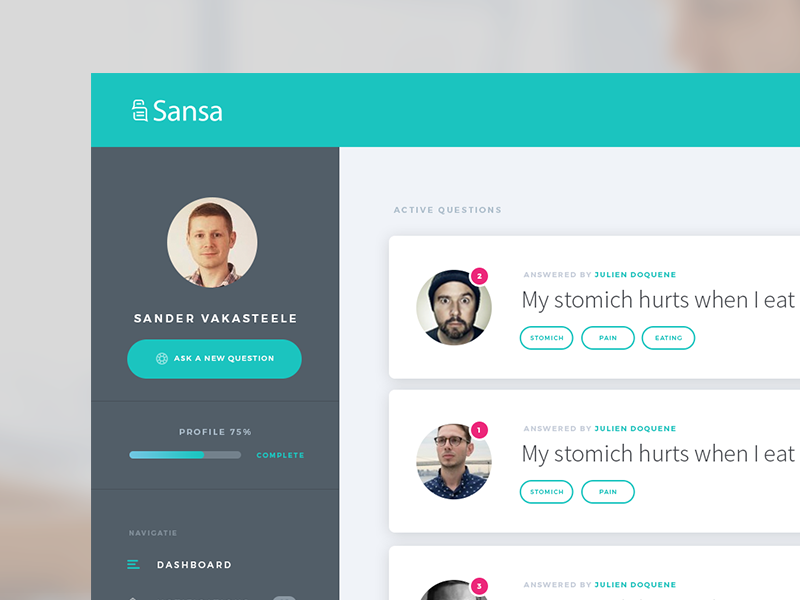 Questions Dashboard by Gil for Ollie on Dribbble