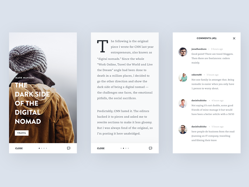 Mobile Blog App Interface by Ghani Pradita on Dribbble