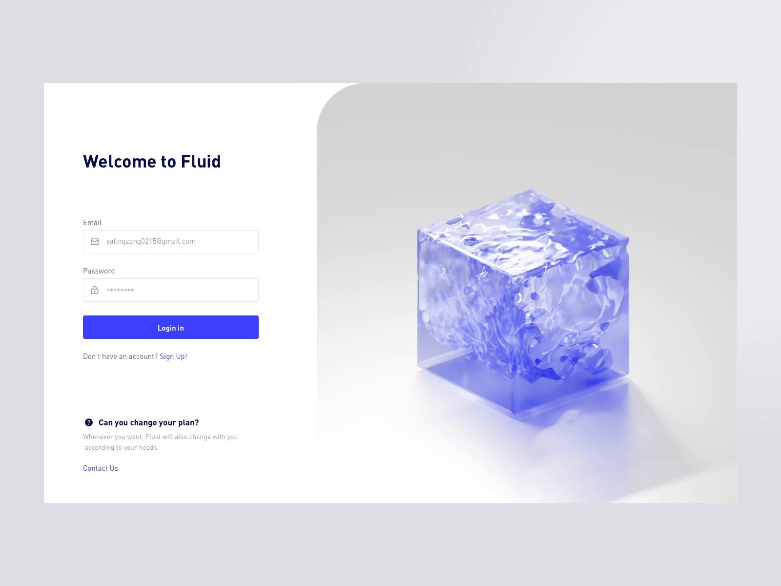 Login Page x Fluid by ZAN on Dribbble