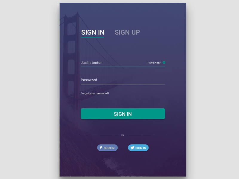 DailyUi #001 Login Form by Jaslin Tonton on Dribbble
