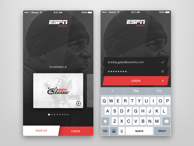 ESPN Login Form by Bradley Gabel on Dribbble