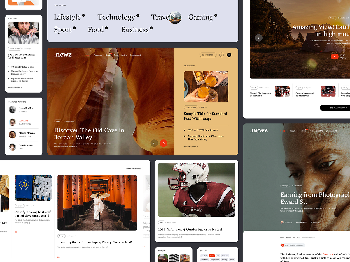 eMagazine site - Newz by Logan Dang for LoganCee Studio on Dribbble