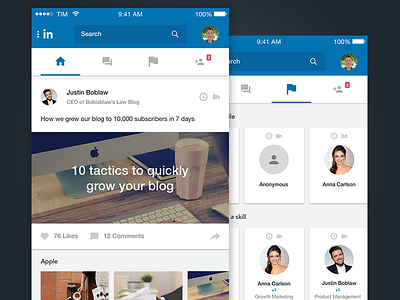 Linkedin Mobile App Redesign by Tim Marks on Dribbble