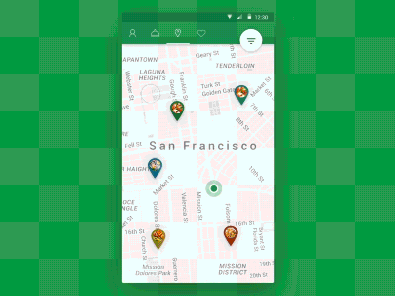 Map Interaction - Android Food App by Christophe Kerebel on Dribbble
