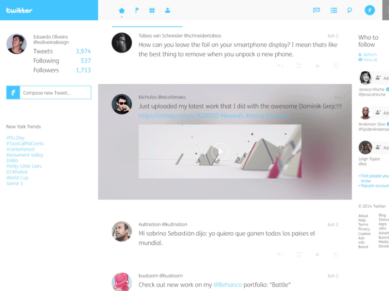Twitter redesign | Scrolling by Eduardo Kerr-Oliveira on Dribbble