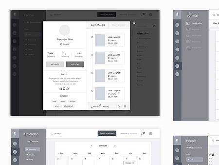 Event Management Dashboard Wireframe #2 by Agung Krisna for Fikri ...