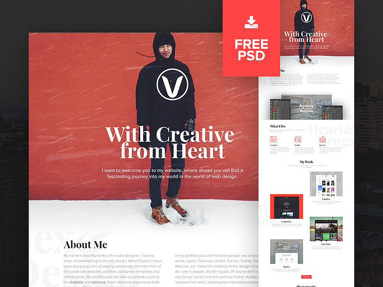 Personal Website Redesign | Free PSD by Vlad Musienko on Dribbble