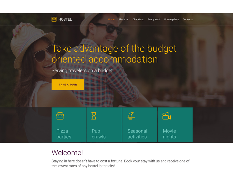 Hostel Website Template by TemplateMonster on Dribbble
