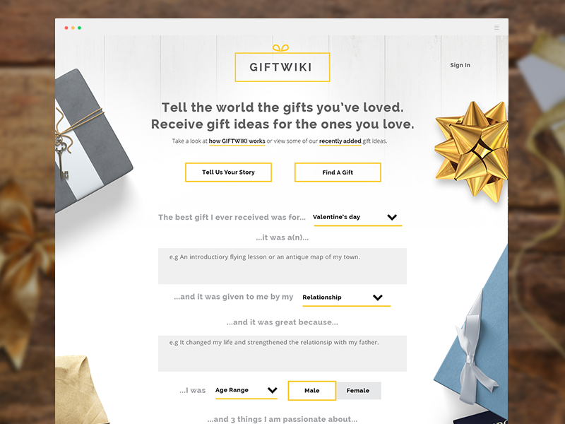 Big Data Gift App by Greg Shuster on Dribbble