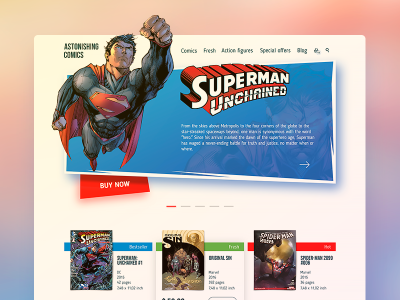Comics Shop Home Page by Dima Panchenko for tubik on Dribbble
