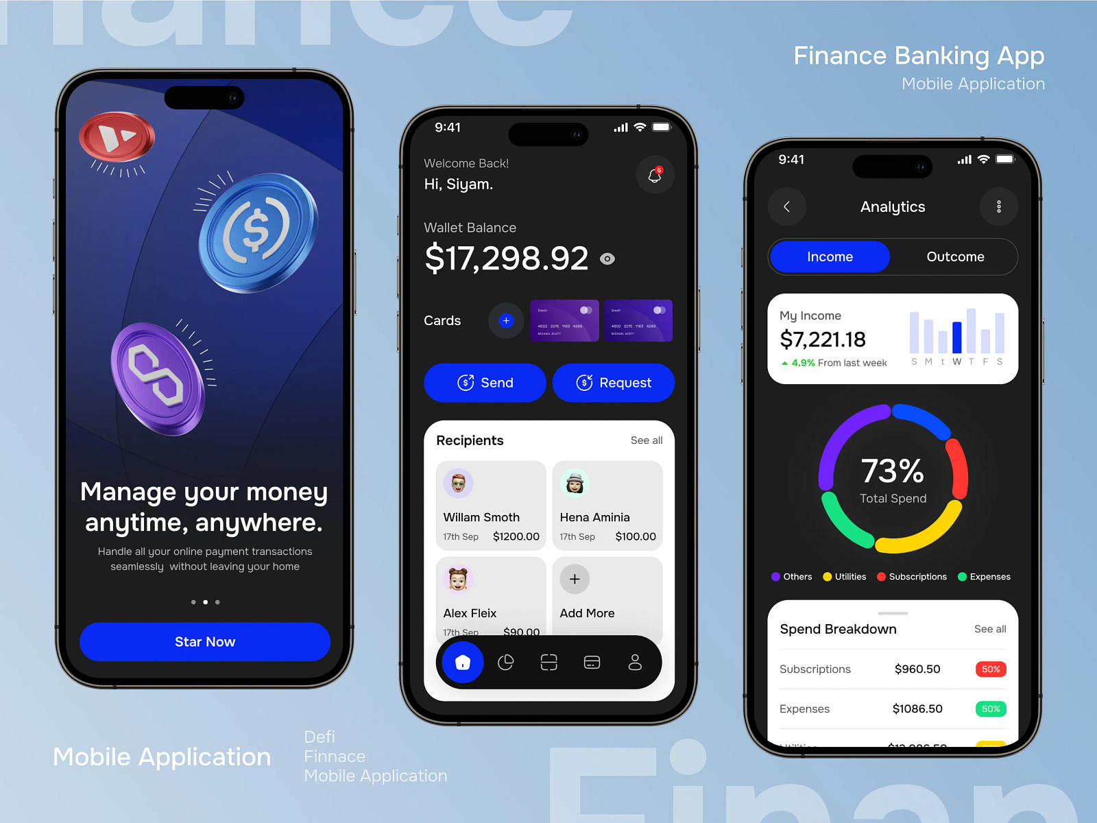 Finance Banking Wallet App UI by MD. Azbin Islam for Arobix Design on ...