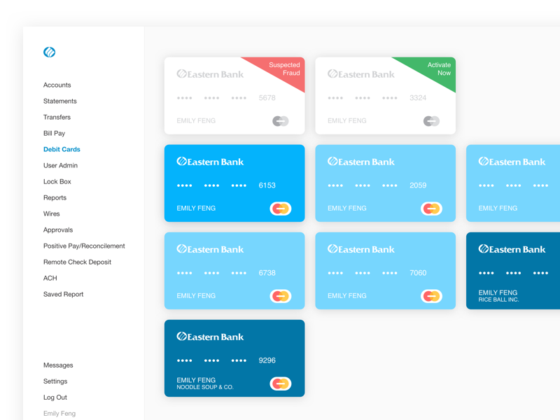 Debit Card Summary by Emily Feng for Eastern Labs on Dribbble