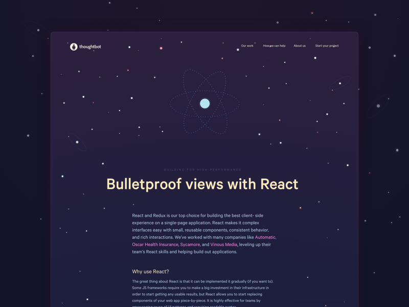 ReactJS and all that by Cole Townsend for thoughtbot on Dribbble