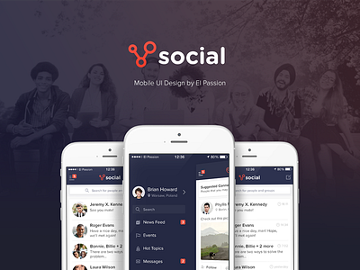 Social App - mobile design by Artiom for EL Passion on Dribbble