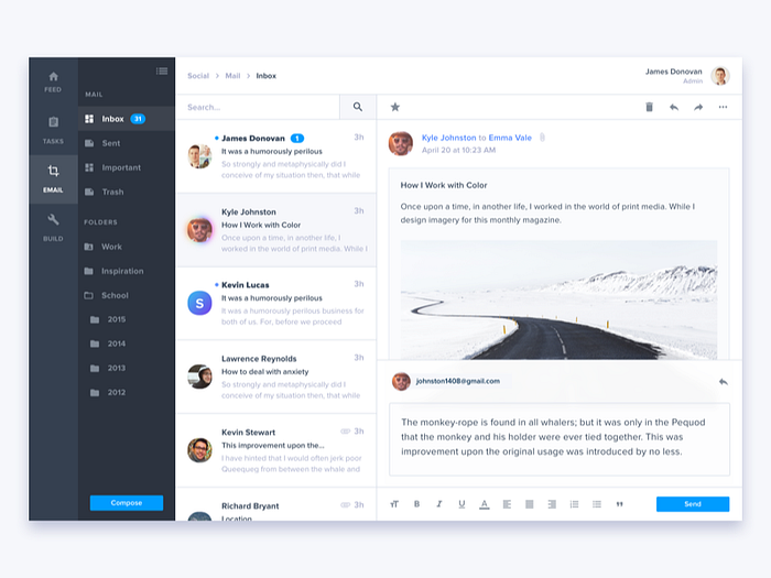 User Inbox by James Donovan on Dribbble