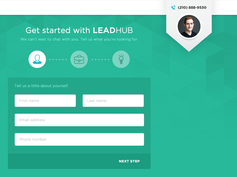 Get Started Form by Ryan Schilling for Leadhub on Dribbble