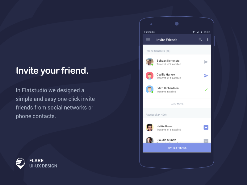 Invite friend screen by Flatstudio on Dribbble