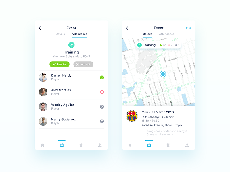 Training App - RSVP UI UX Design by Nimasha Perera on Dribbble