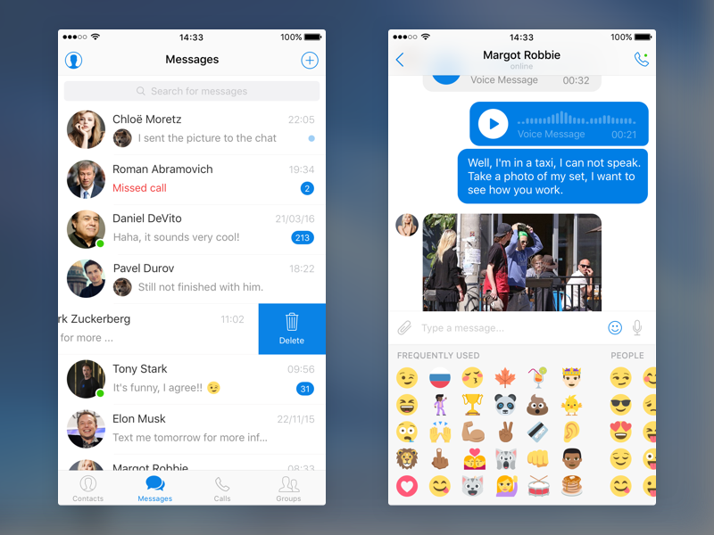 Free Messenger UI Kit for iOS by Oleg Pirogov 🍰 on Dribbble