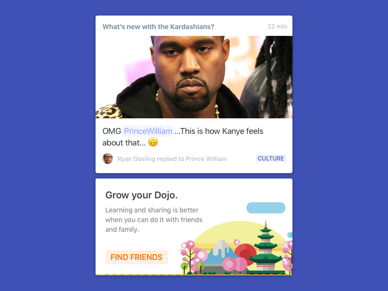 Dojo UI Cards by Chris Davis on Dribbble