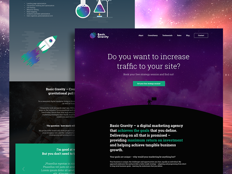 Basic Gravity website by Przemysław Borowczyński on Dribbble