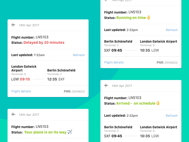 Flight status options by Rhys Merritt on Dribbble