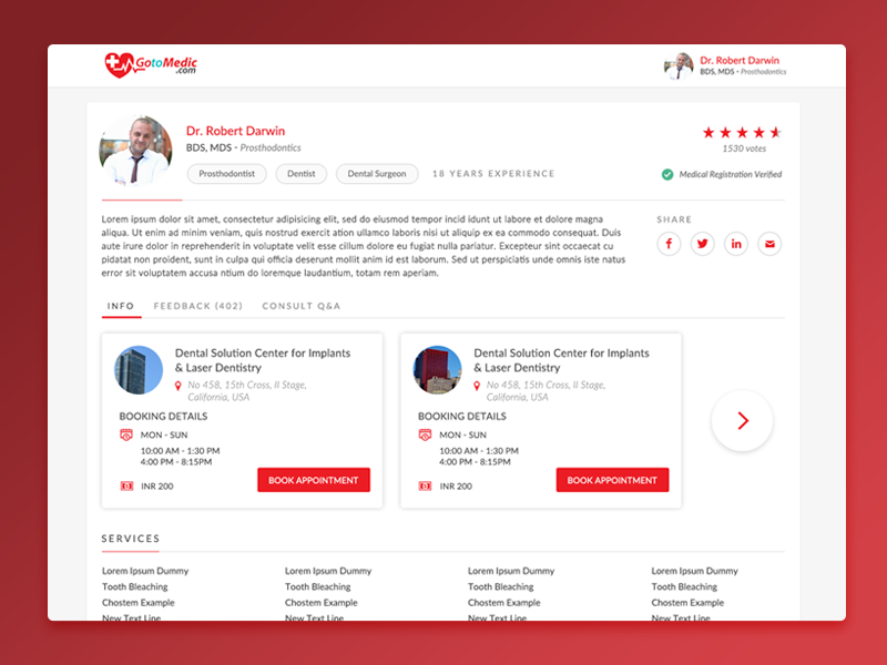 Doctor Profile - Medical Web App Admin Design by Rikon Rahman 🎭 on Dribbble